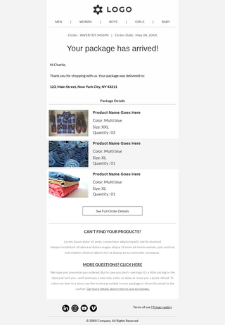 Delivery Confirmed Email Template | Unlayer