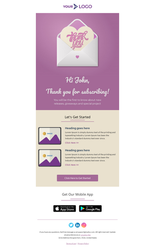 Thanks Subscriber Email Template | Unlayer