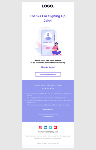 Signing Up Email Template | Unlayer