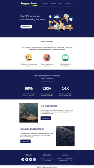 Manufacturing Services Email Template | Unlayer