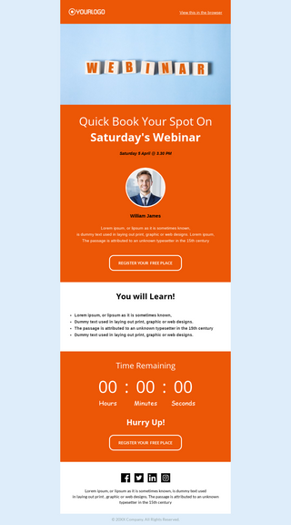 Webinar Reminder Email Template | Unlayer