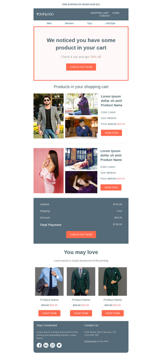 Shopping cart Email Template | Unlayer