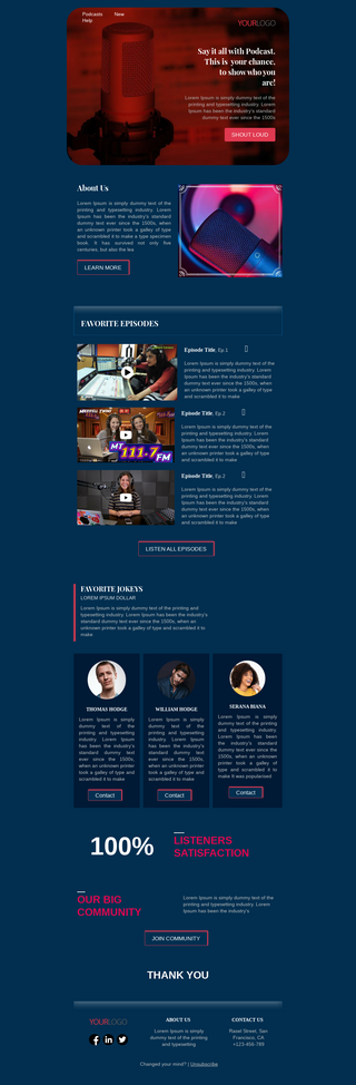 Podcast Promotion Email Template | Unlayer