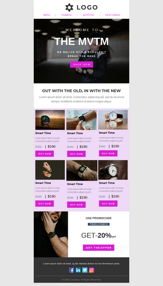 Welcome Email for Watch Store Email Template | Unlayer