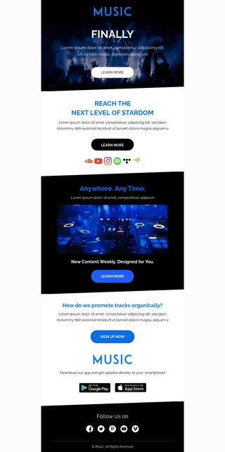Music Promotion Email Template | Unlayer