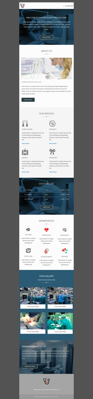 Hospital Medical Care Email Template | Unlayer