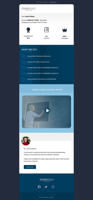 Educational Institute Email Template | Unlayer