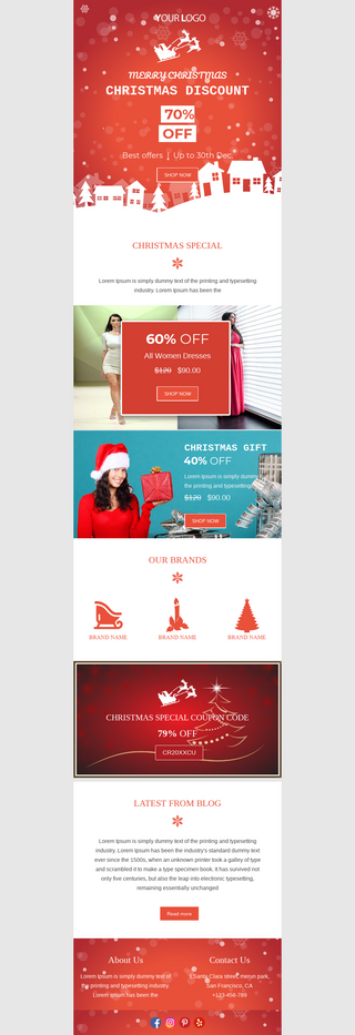 Christmas Discount Coupon Email Template | Unlayer