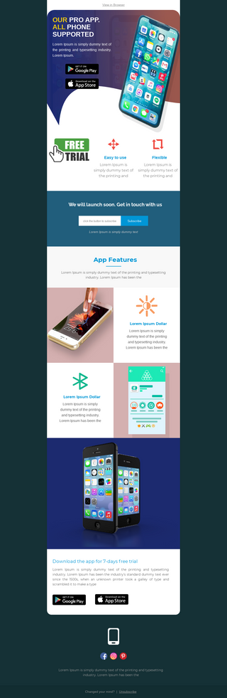 Pro App Launch Email Template | Unlayer