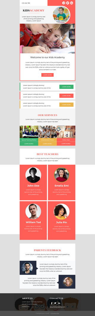 Kids Academy Email Template | Unlayer