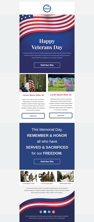 Free Email Templates for Veterans Day | Unlayer