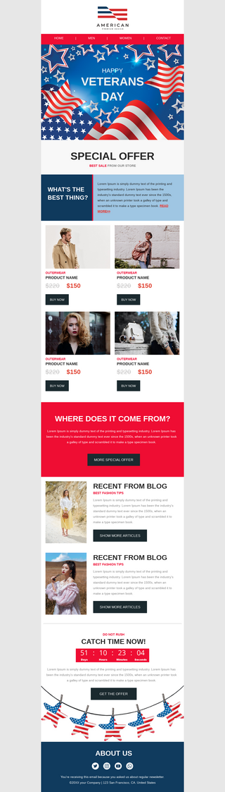 Free Email Templates for Veterans Day | Unlayer