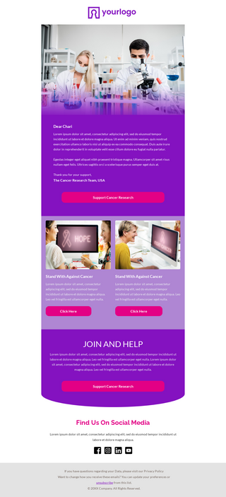 Support Cancer Research Email Template | Unlayer