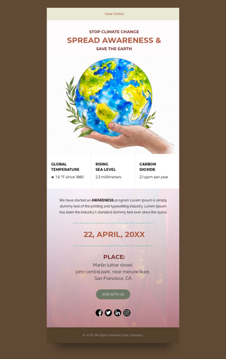 Earth Day Awareness Event Email Template | Unlayer