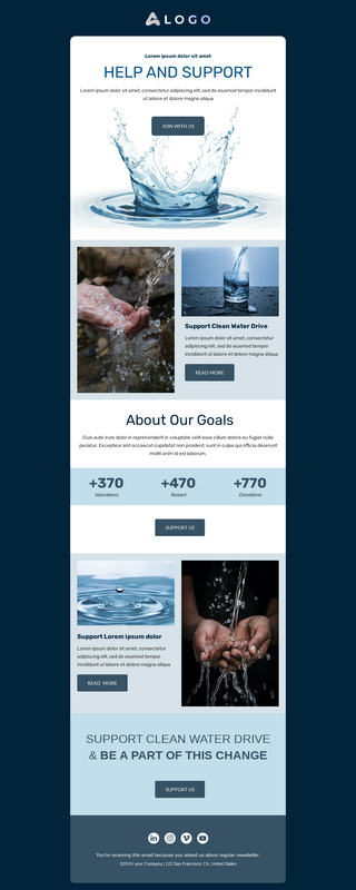 Support Clean Water Drive Email Template | Unlayer