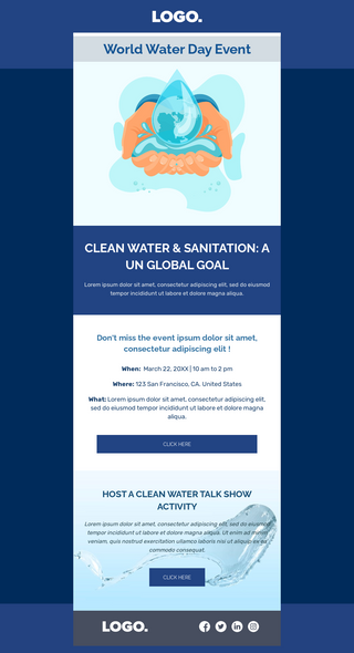 World Water Day Corporate Event Announcement Email Template | Unlayer