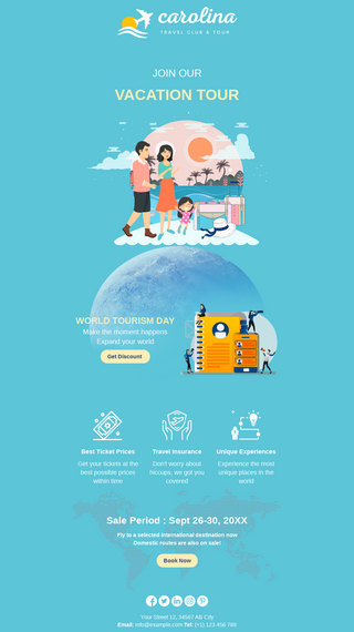 Free Email Templates for World Tourism Day | Unlayer