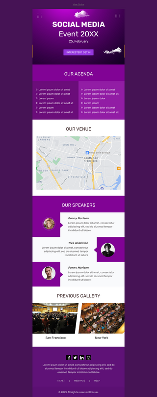 Social Media Event Promotion Email Template | Unlayer