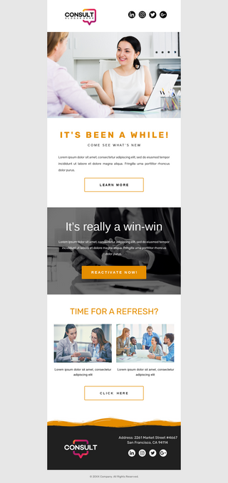 Consulting client re-engagement Email Template | Unlayer