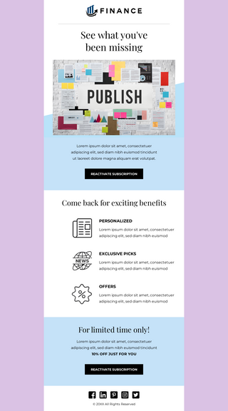 Finance Newsletter Re-Engagement Email Template Email Template | Unlayer