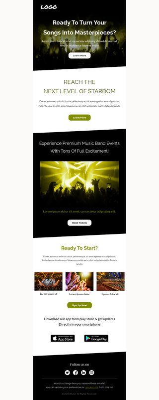Music Band Event Promotion Email Template | Unlayer