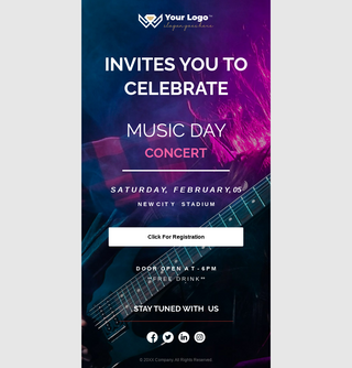 Music Day Concert Announcement Email Template | Unlayer