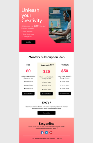 Free Email Templates for Subscription | Unlayer