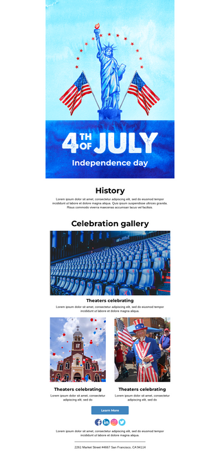 4th of July Newsletter Email Template | Unlayer