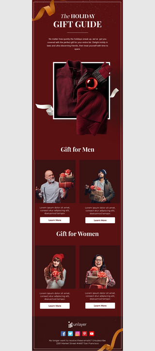 Holiday Gift Guide Email Template | Unlayer