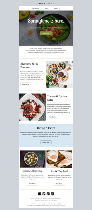 Seasonal Recipes Email Template | Unlayer