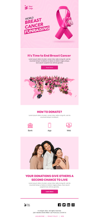 Breast Cancer Fundraising Email Template | Unlayer