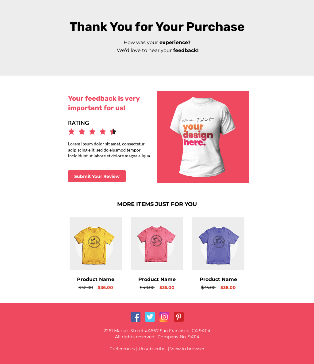 Product Review Request Email Template | Unlayer