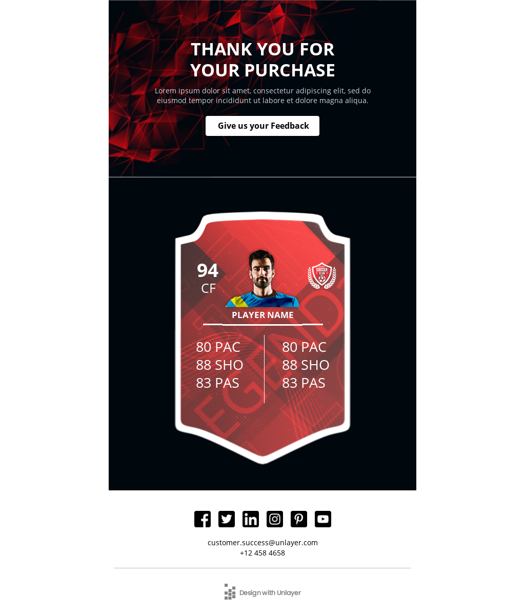 FIFA Player Card Email Template | Unlayer