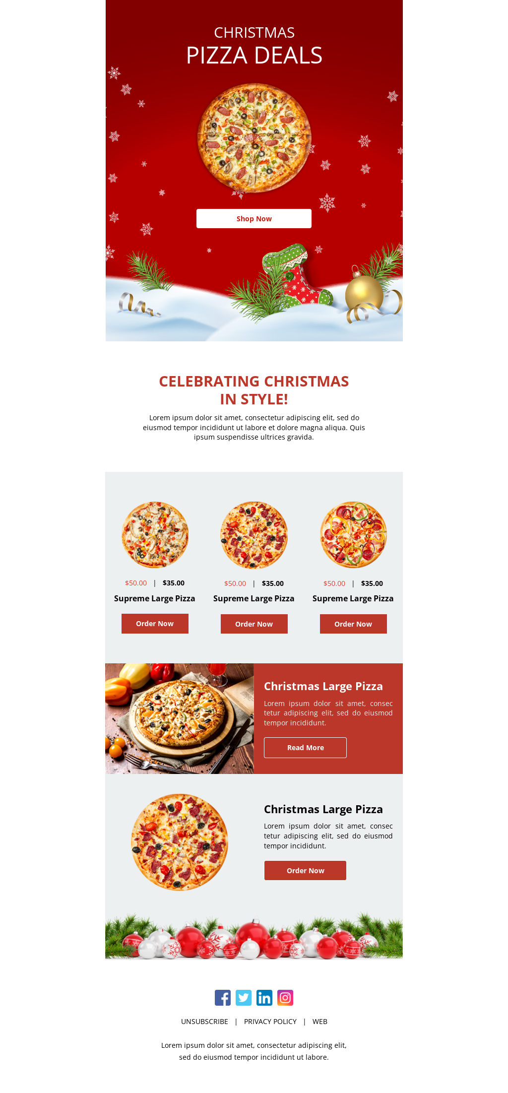 Christmas Pizza Email Template | Unlayer