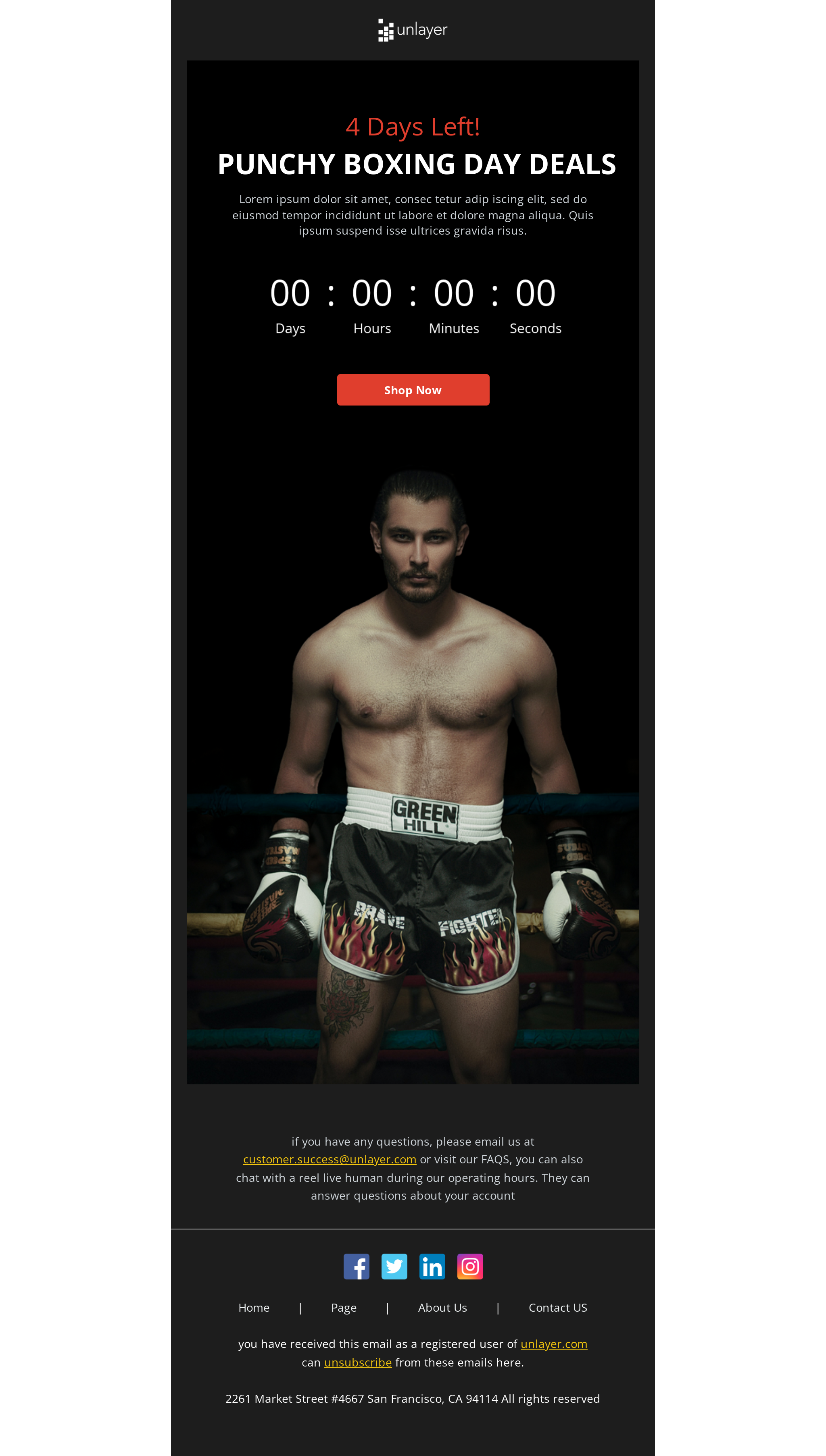 Punchy Boxing Day Email Template | Unlayer