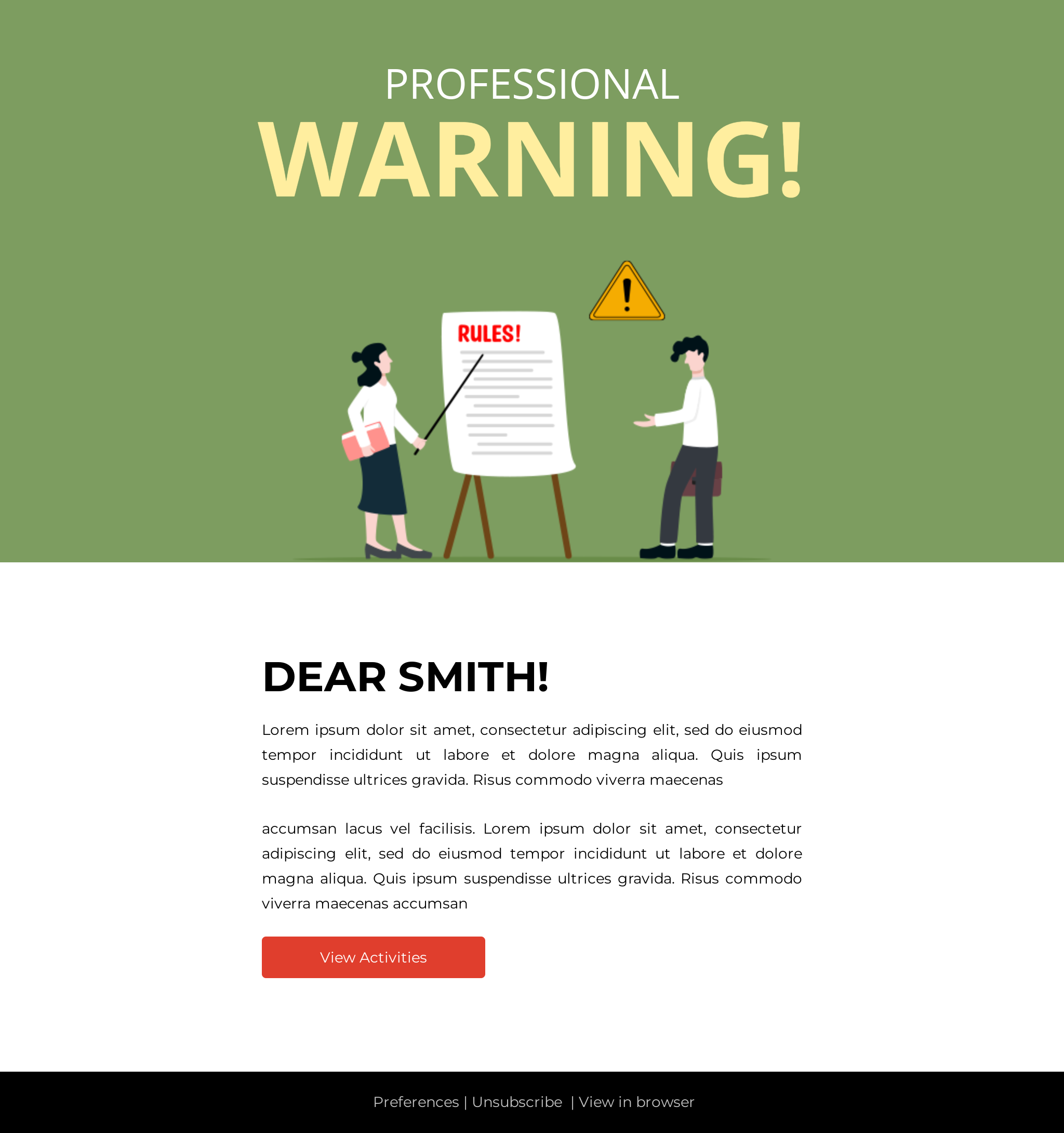 Professional Warning Email Template | Unlayer