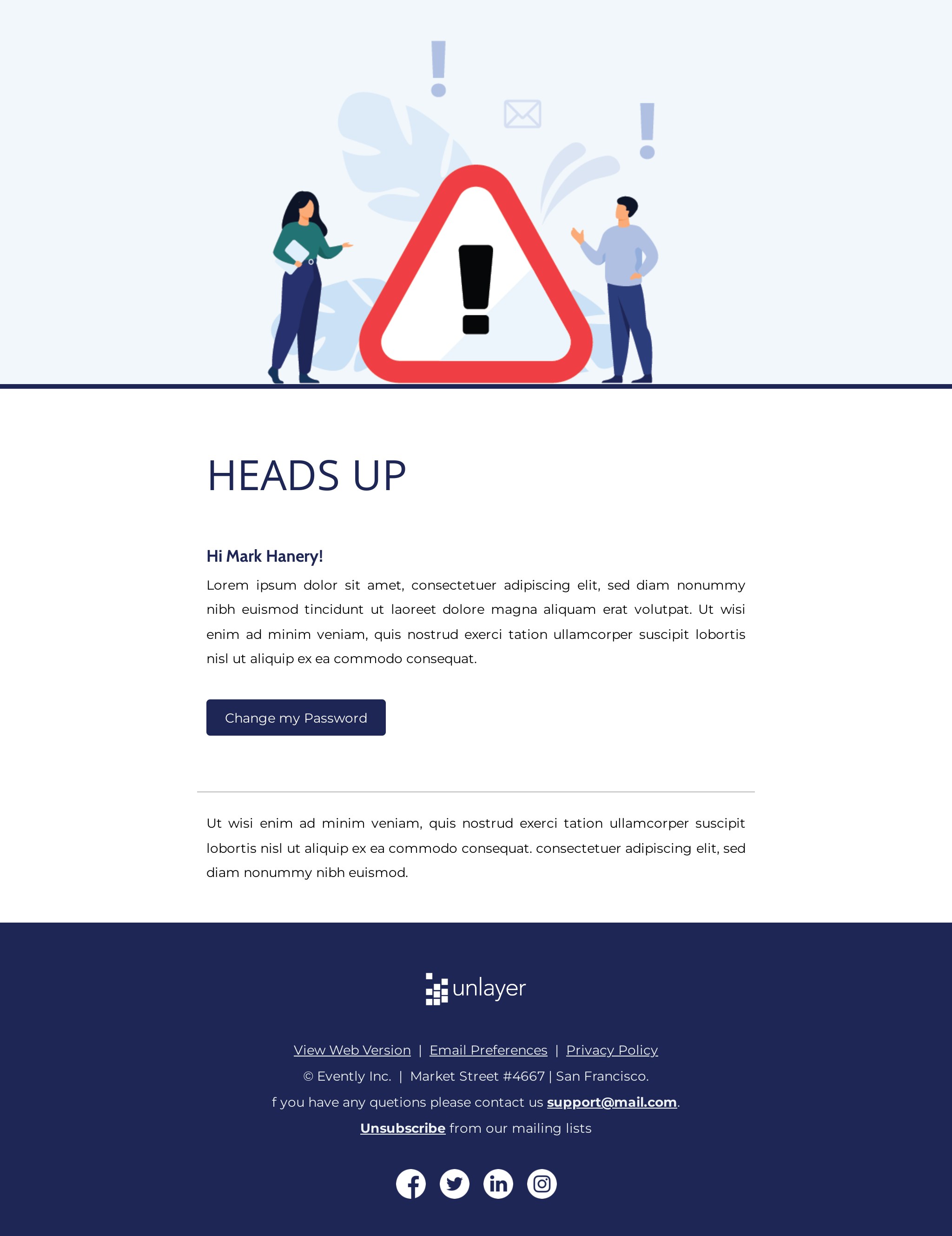 Secure Email Greeting Warning Email Template | Unlayer