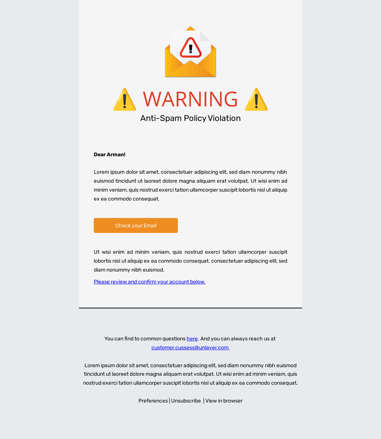 Free Email Templates for Warning | Unlayer