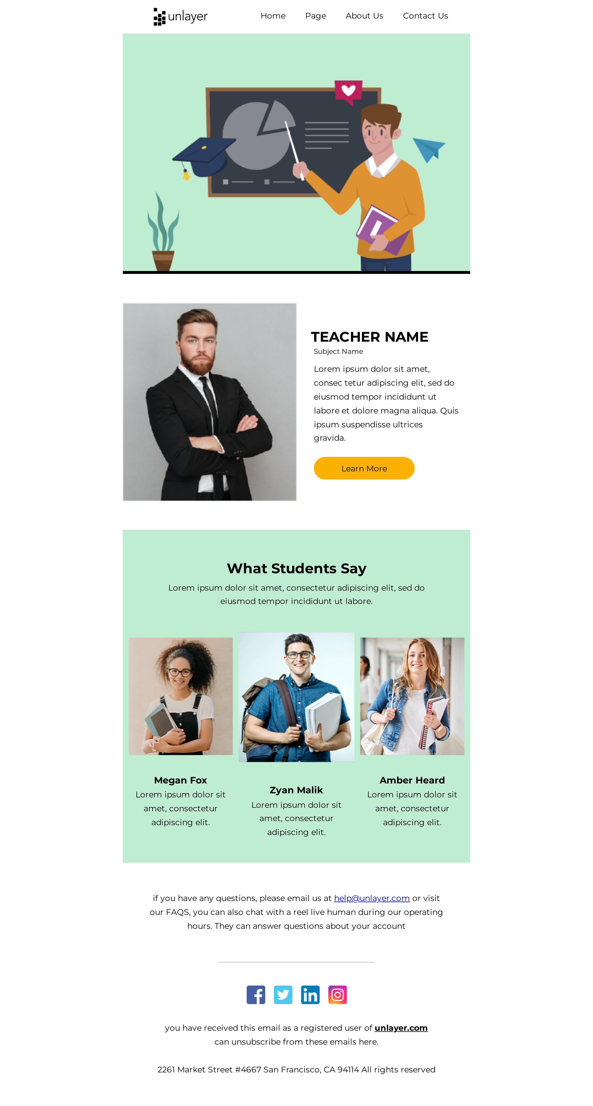 Best Teacher Email Template | Unlayer