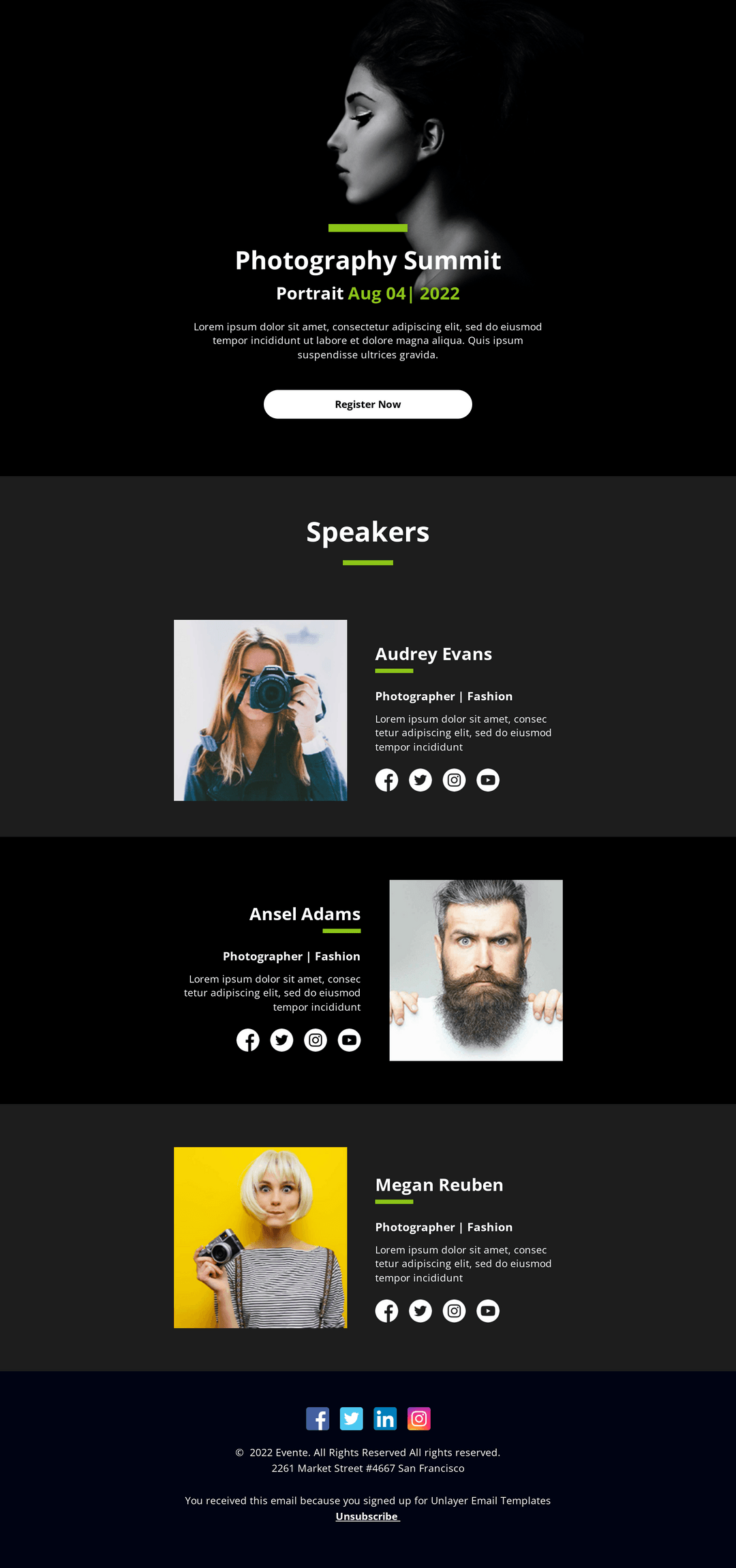Free Email Templates for Photography | Unlayer