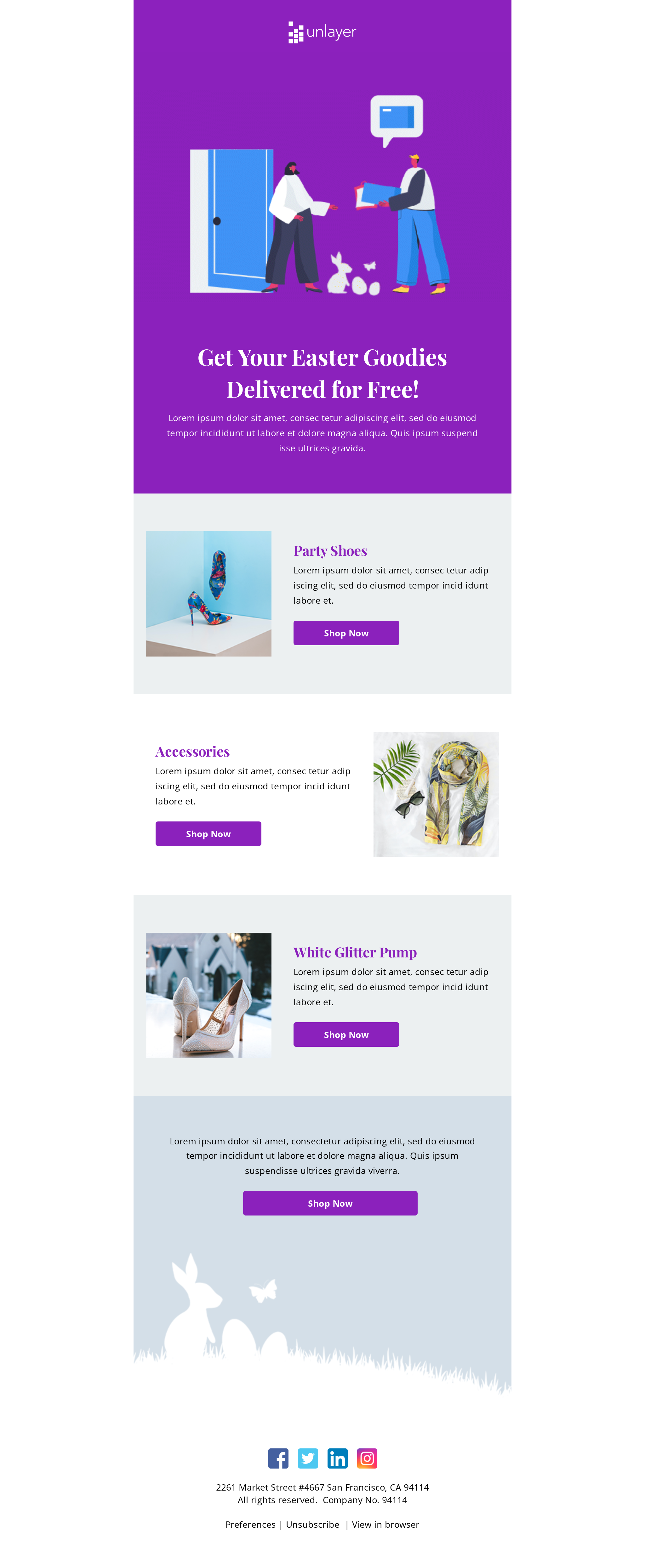 Easter Free Delivery Email Template | Unlayer