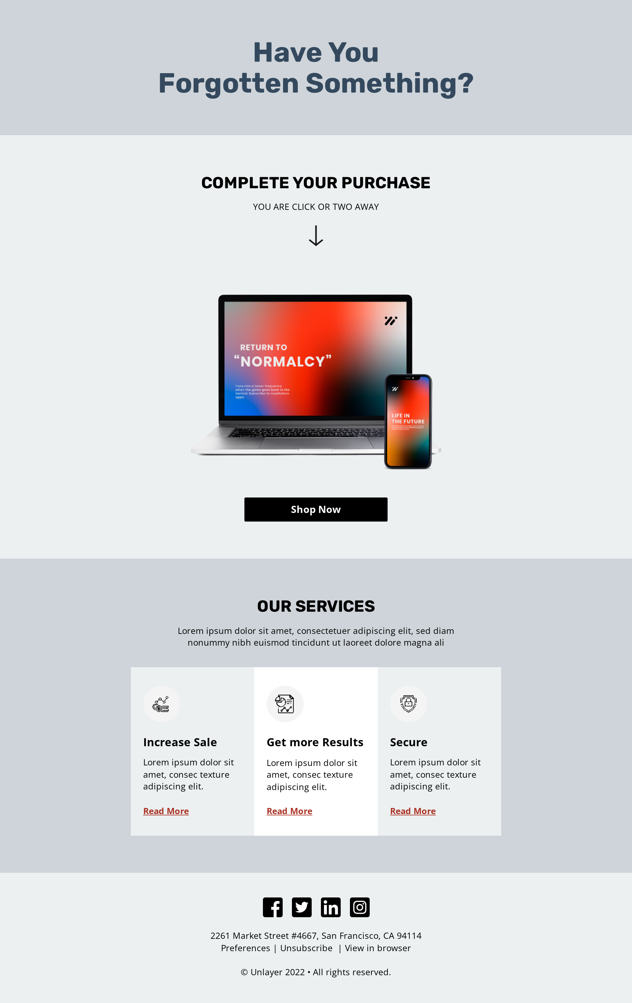 SaaS Cart Abandoned Email Template | Unlayer