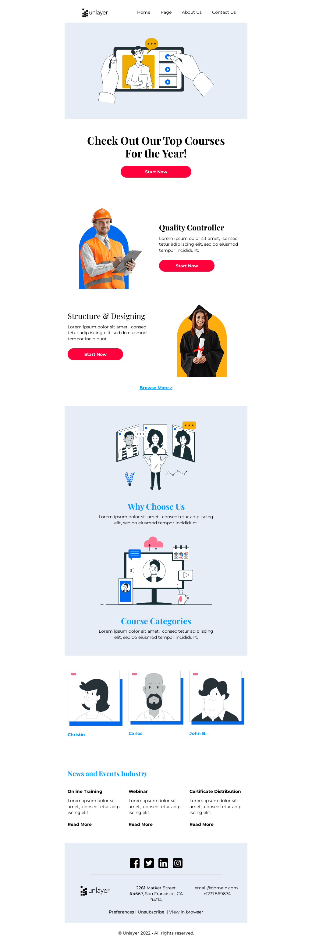Top Courses Email Template | Unlayer