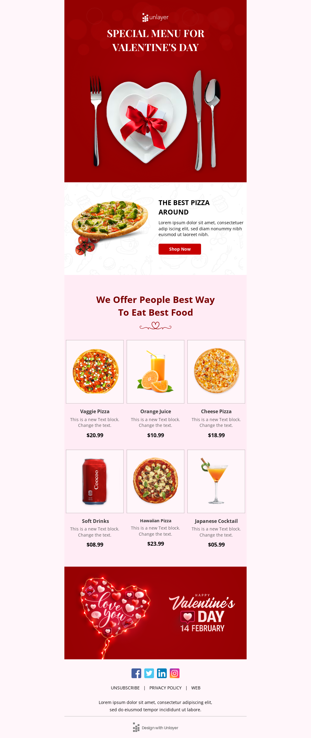 Free Email Templates for Valentine's Day | Unlayer