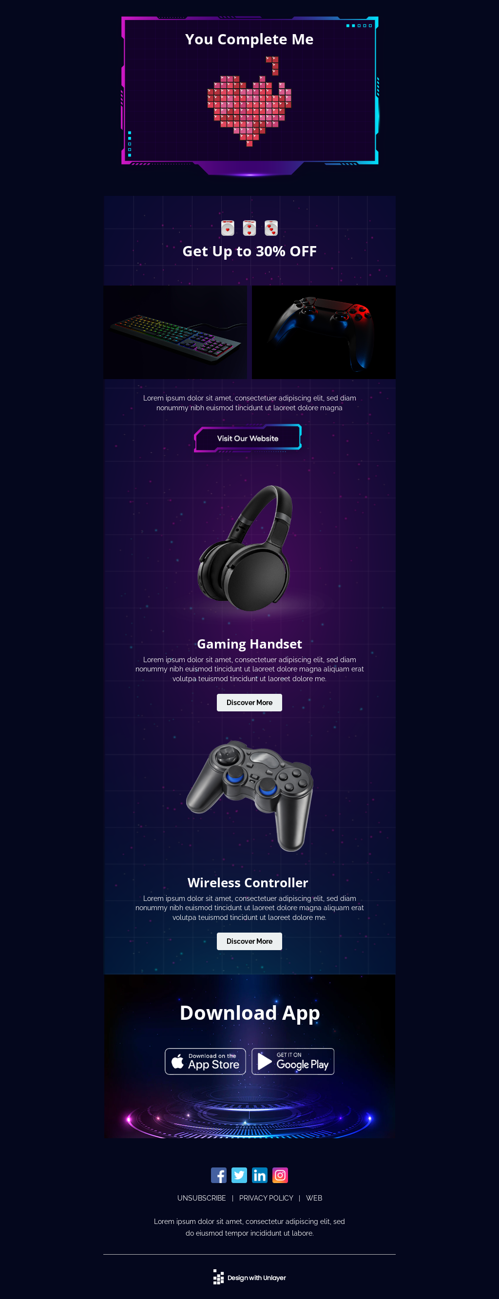 Happy Valentine's to Gamer Email Template | Unlayer