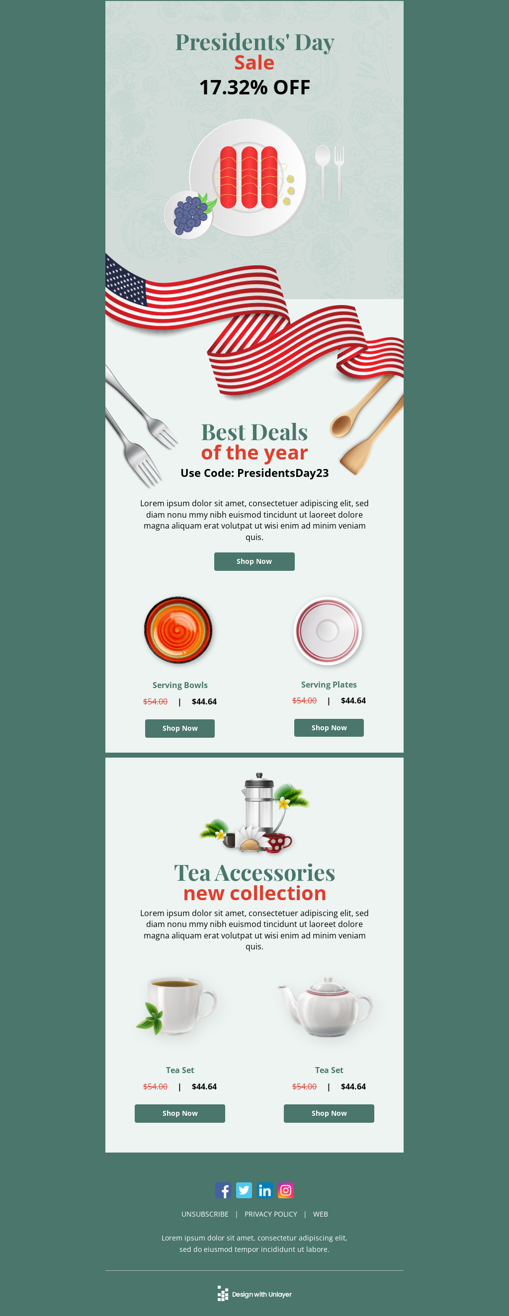 Dinnerware Collections Email Template | Unlayer