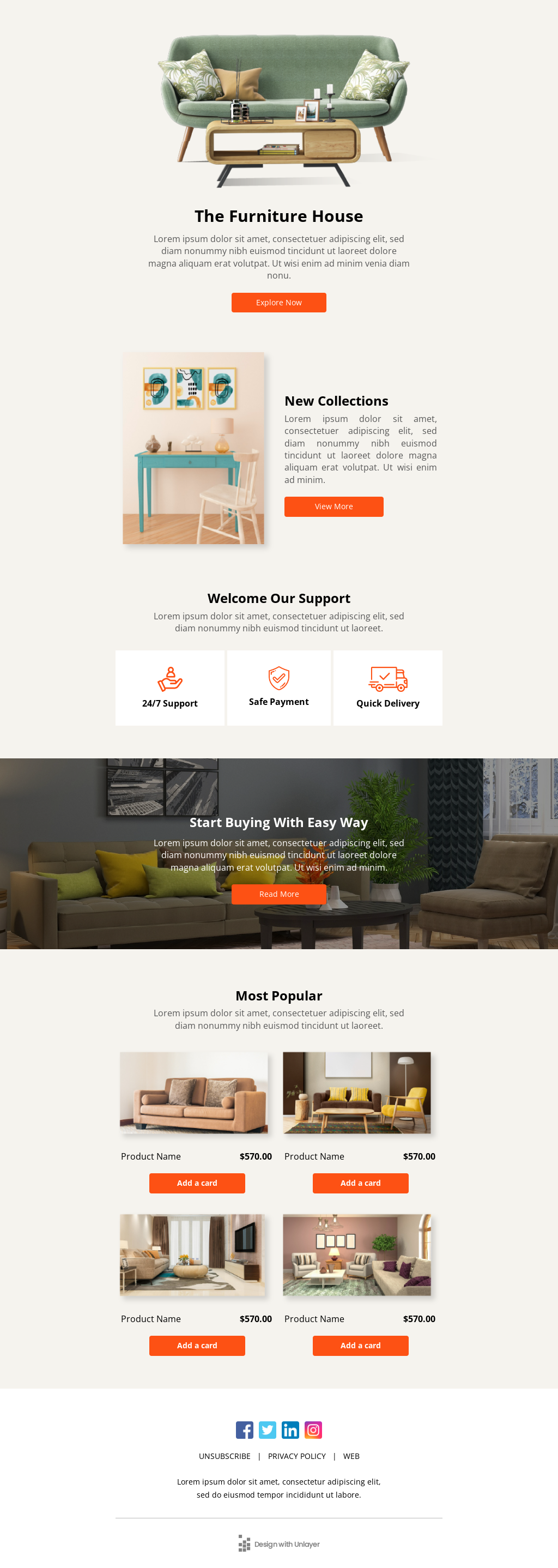 New Furniture Email Template | Unlayer