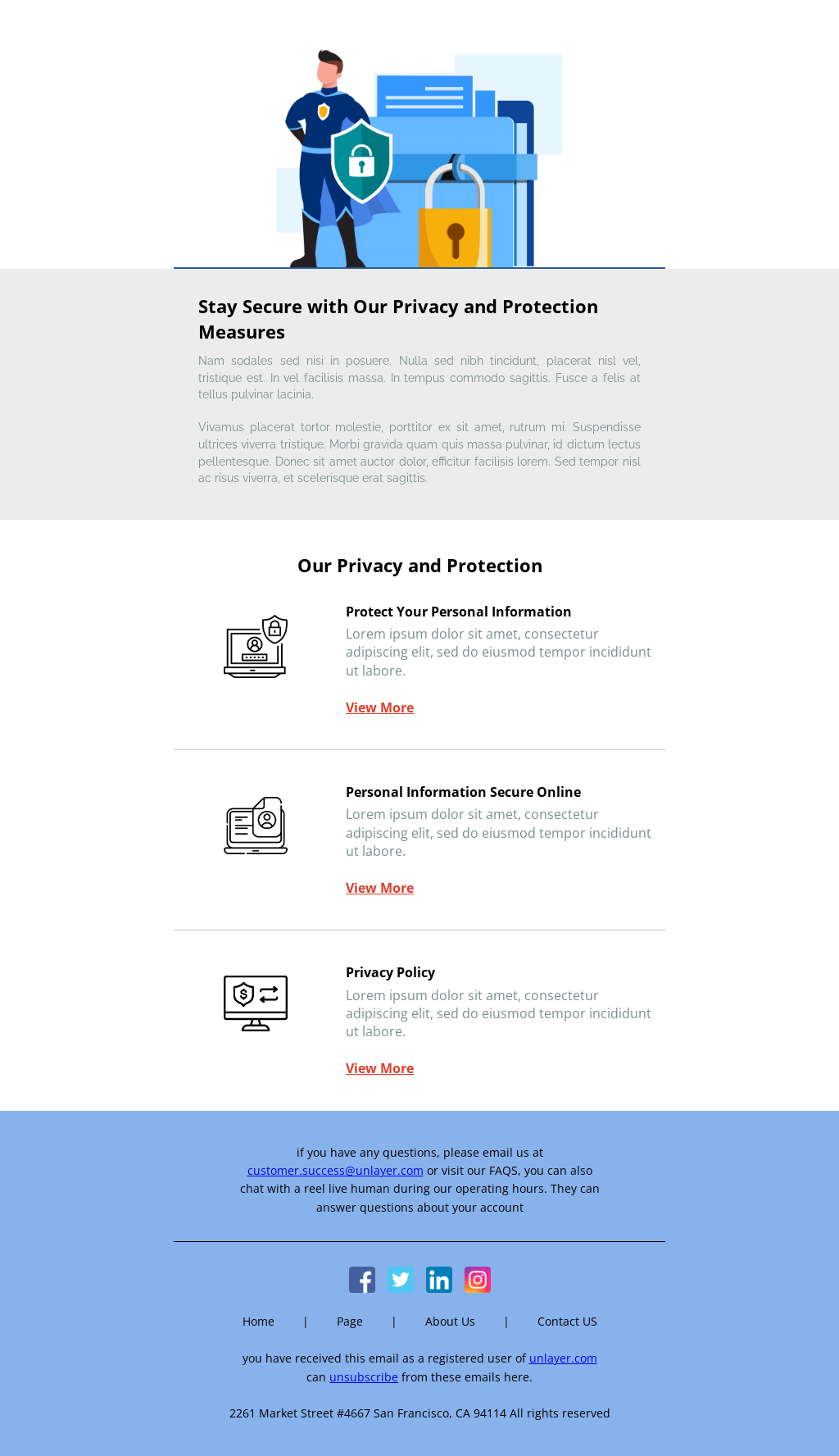 Privacy and Protection Email Template | Unlayer