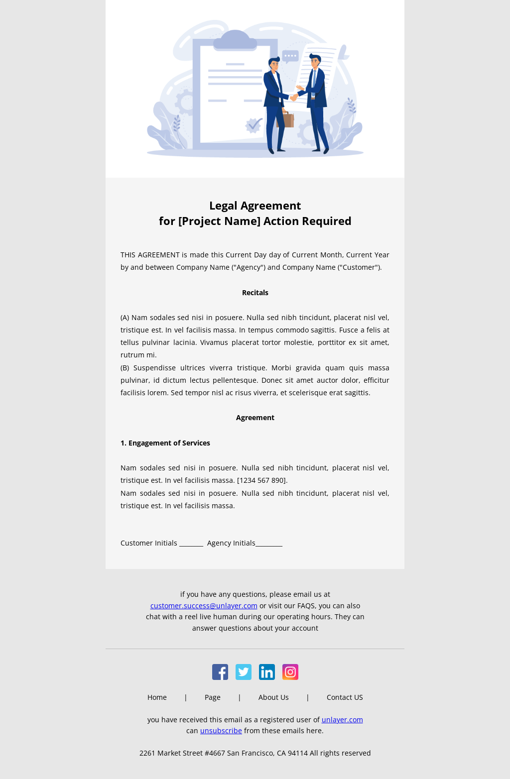 Legal Agreement Email Template | Unlayer