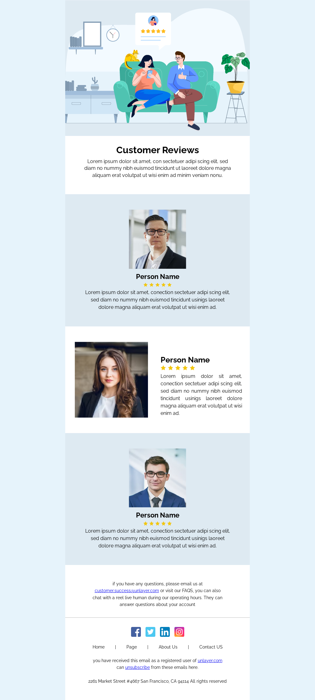 Customer Reviews Email Template | Unlayer